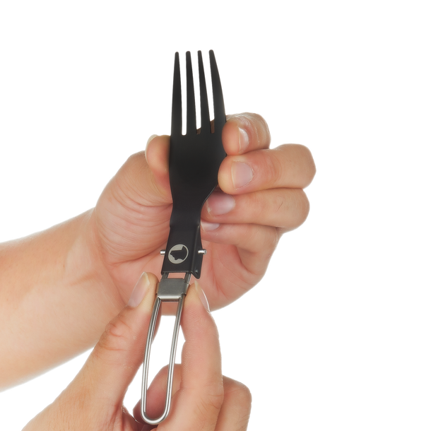 Explorer Bear Black Titanium Folding Utensil Combo (Spoon, Fork, Knife