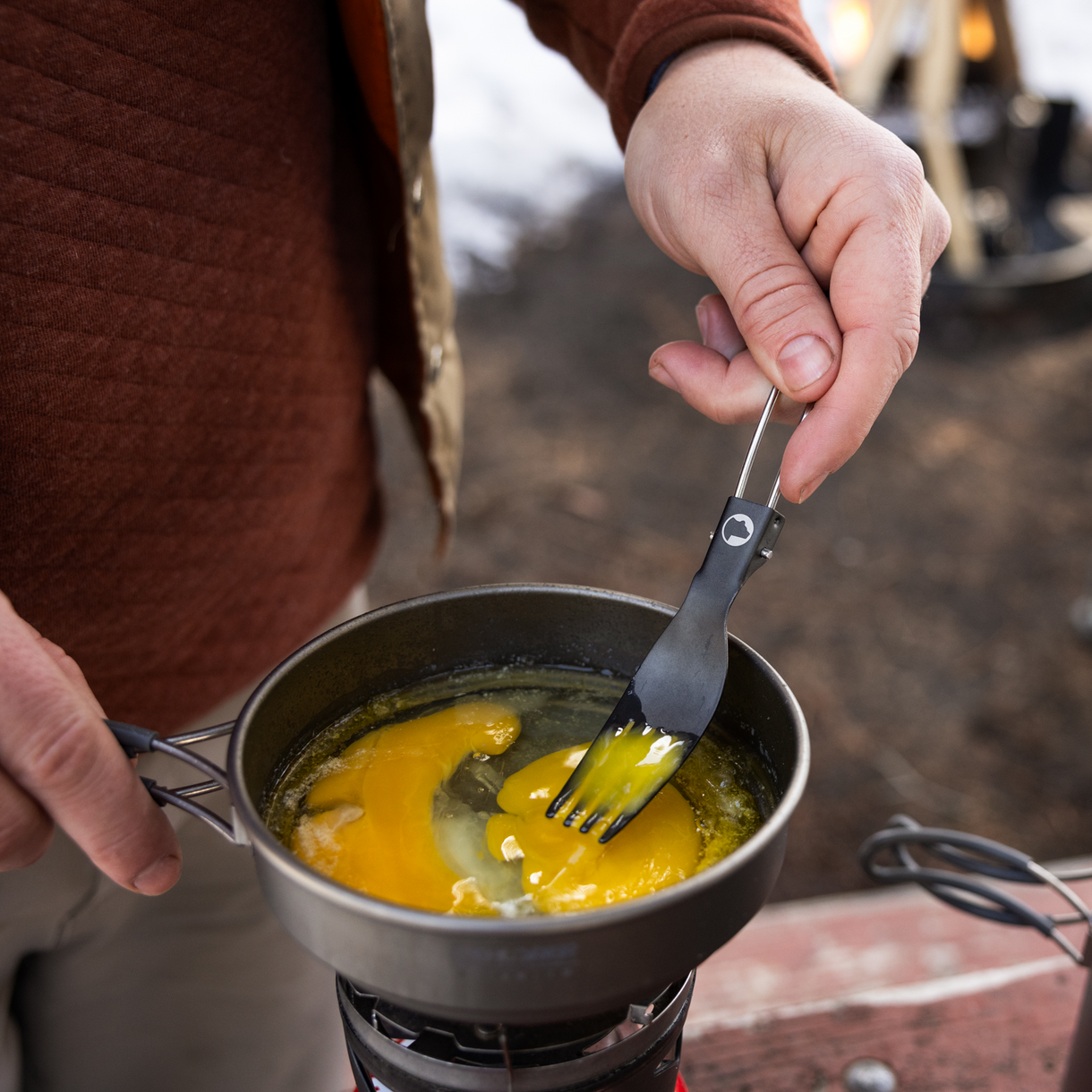 Explorer Bear Black Titanium Folding Utensil Combo (Spoon, Fork, Knife